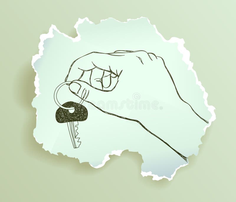 Hand Holding Key Line Drawing Stock Illustrations – 376 Hand Holding ...