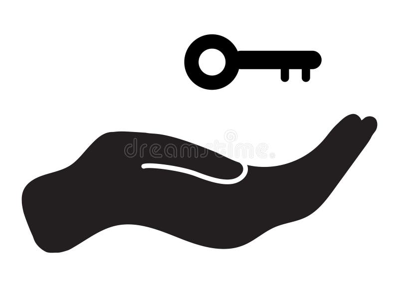 Hand with Key Icon. Hand with a Key Sign. Key Handover of Key Care ...