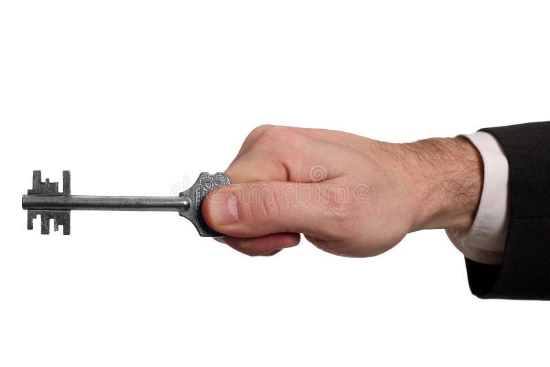 Hand with Key Isolated on White Background Stock Image - Image of ...