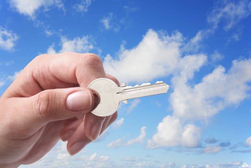 Hand Key and Sky stock photo. Image of open, real, move - 2229598