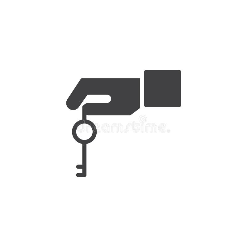 Hand with key vector icon stock vector. Illustration of hand - 134664794