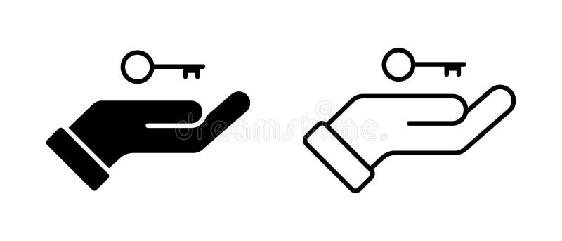 Hand with Key Vector Icon Set. Outline Keys Symbol Stock Vector ...