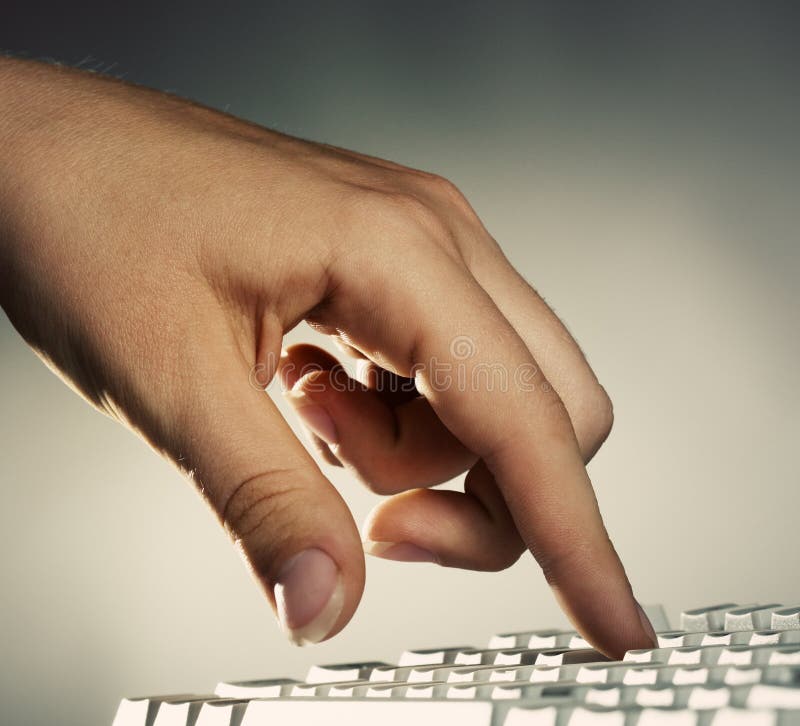 Hand on Keyboard stock image. Image of macro, hand, working - 11358615