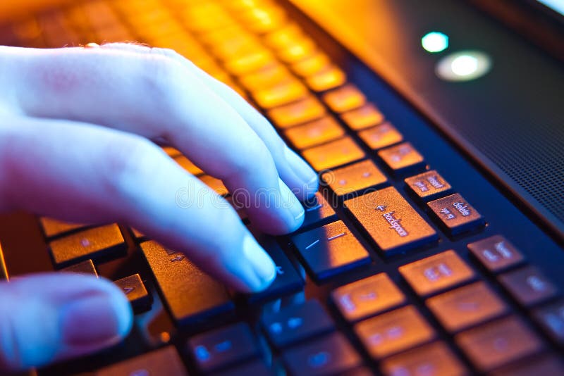 Hand on keyboard stock photo. Image of laptop, hardware - 12463474
