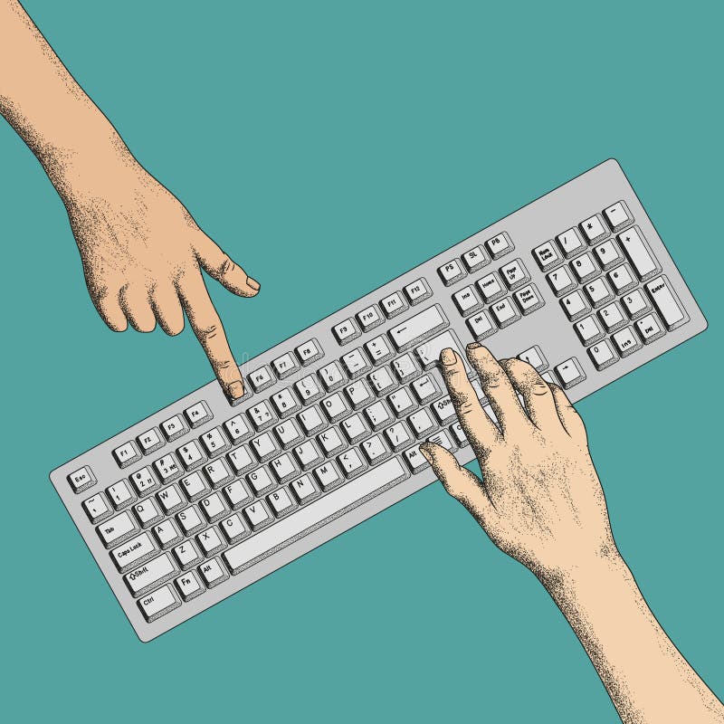 Hand and keyboard work stock vector. Illustration of laptop - 389714760