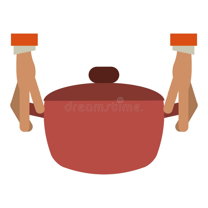Hand with kitchen pot stock vector. Illustration of cartoon - 140021797