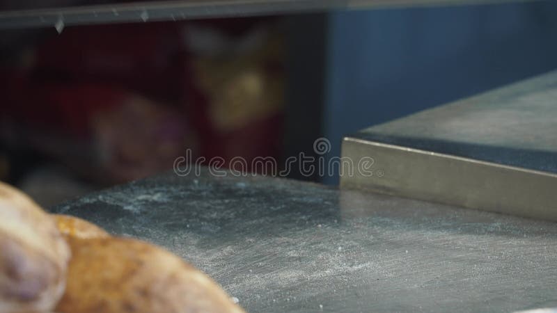 Knife Cutting Juicy Beef Wellington on Christmas Table with Candles ...