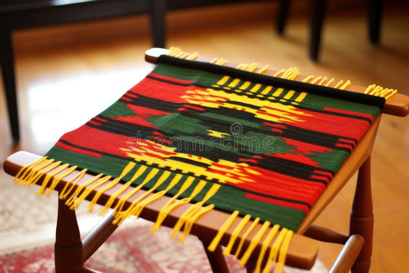 Hand-knit Kwanzaa Mat Mkeka on a Loom Stock Image - Image of loom ...