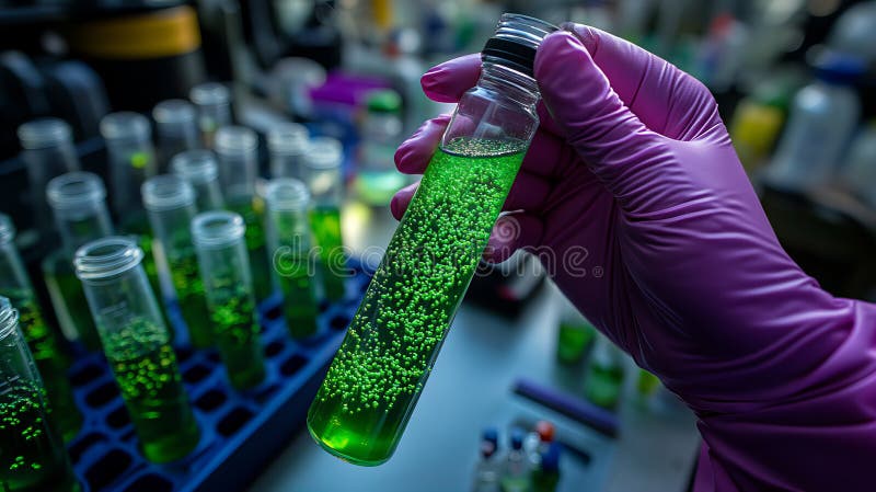Hand in Lab Coat Carefully Holding Biofuel Sample in Test Tube ...