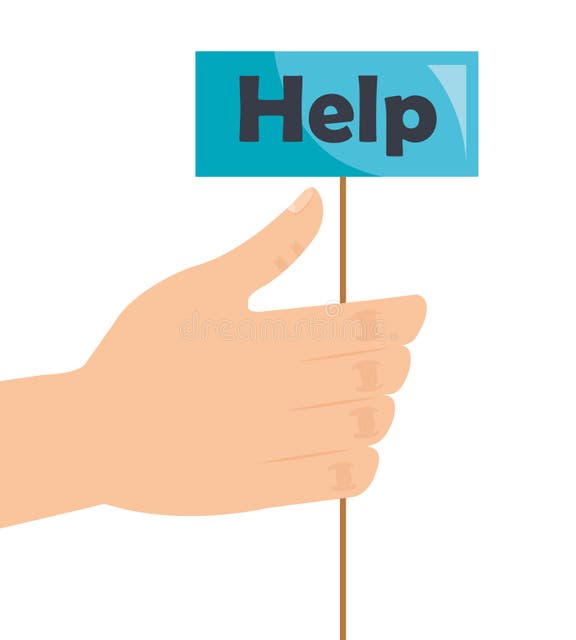 Hand with label help stock vector. Illustration of join - 109578208