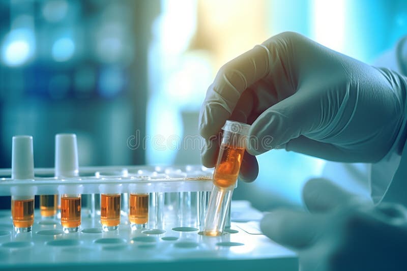 The Hand of Laboratory Worker is Preparing an Empty Test Tube in a Lab ...