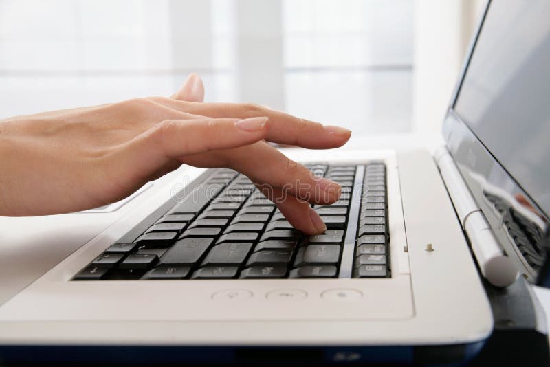 Hand and laptop stock image. Image of close, desktop - 11620525