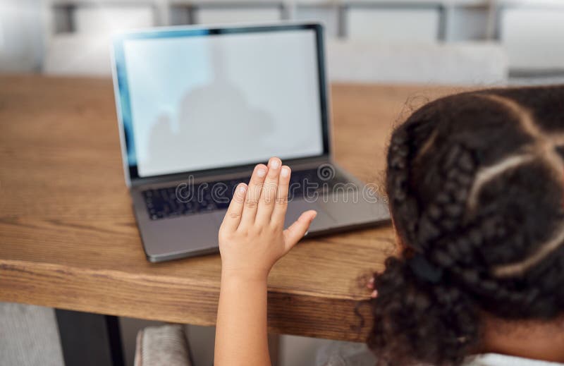 Hand, Laptop and Education with a Student Girl Asking a Question during ...
