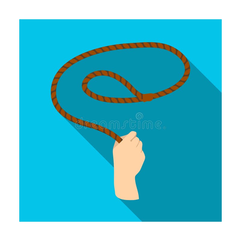 Hand with Lasso Icon in Flat Style Isolated on White Background. Rodeo ...