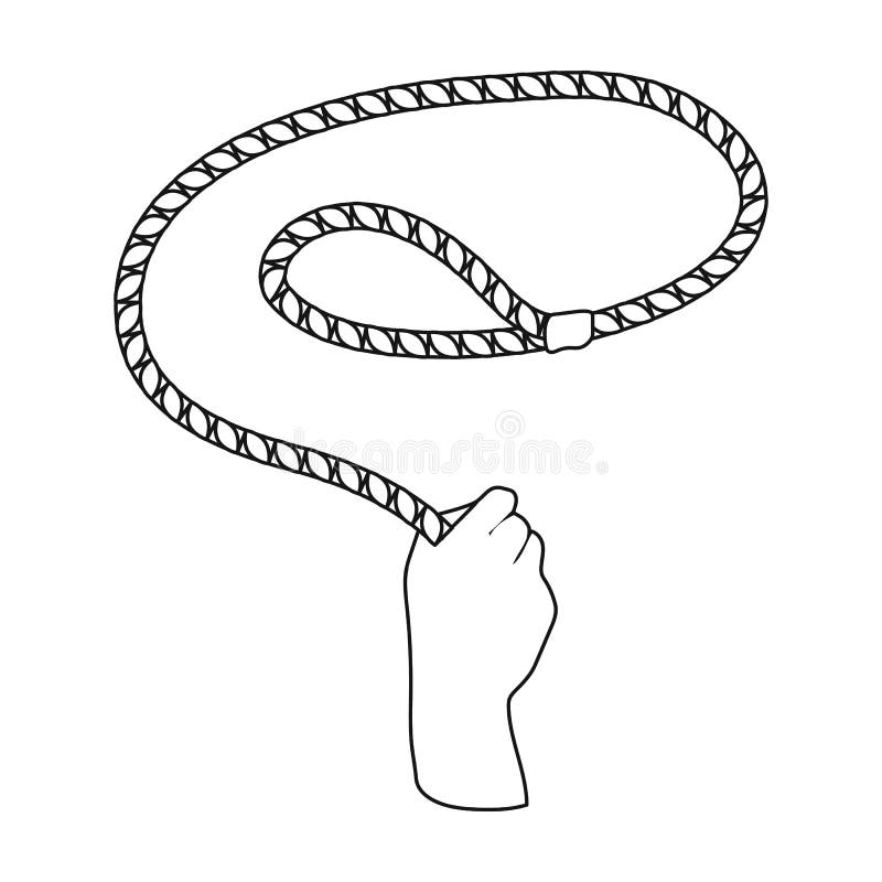 Hand with Lasso Icon in Outline Style Isolated on White Background ...