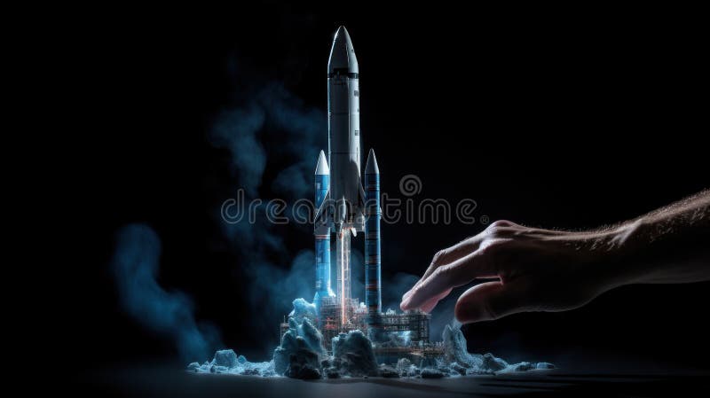 Hand Launching Space Shuttle in Night Sky Stock Illustration ...