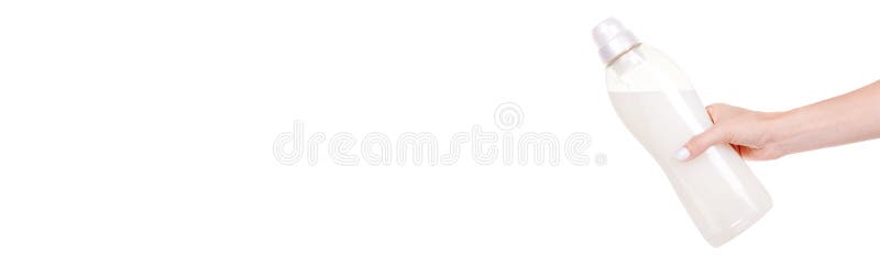 Hand with Laundry Detergent in Bottle, Isolated on White Background ...