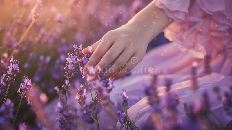 The Hand in Lavender Field. AI Generated Stock Illustration ...