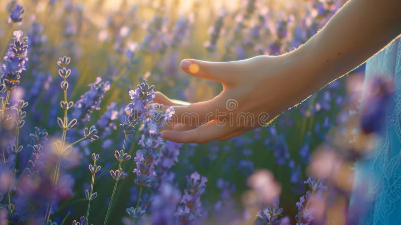 The Hand in Lavender Field. AI Generated Stock Photo - Image of ...