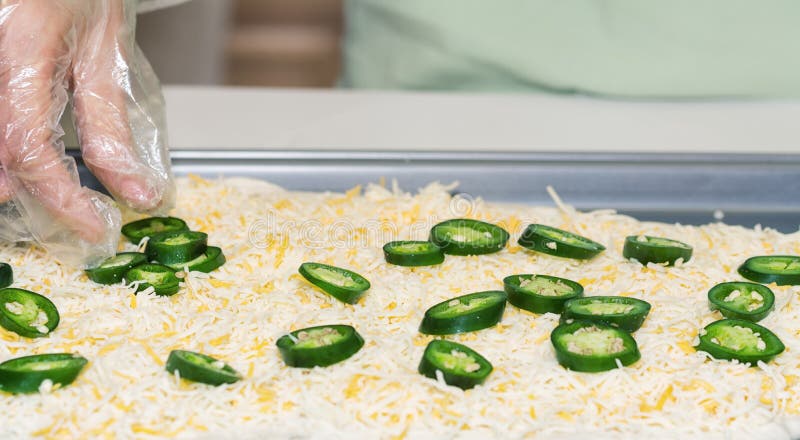 Hand Laying Out Jalapeno, Cheddar Cheese Stock Image - Image of pepper ...