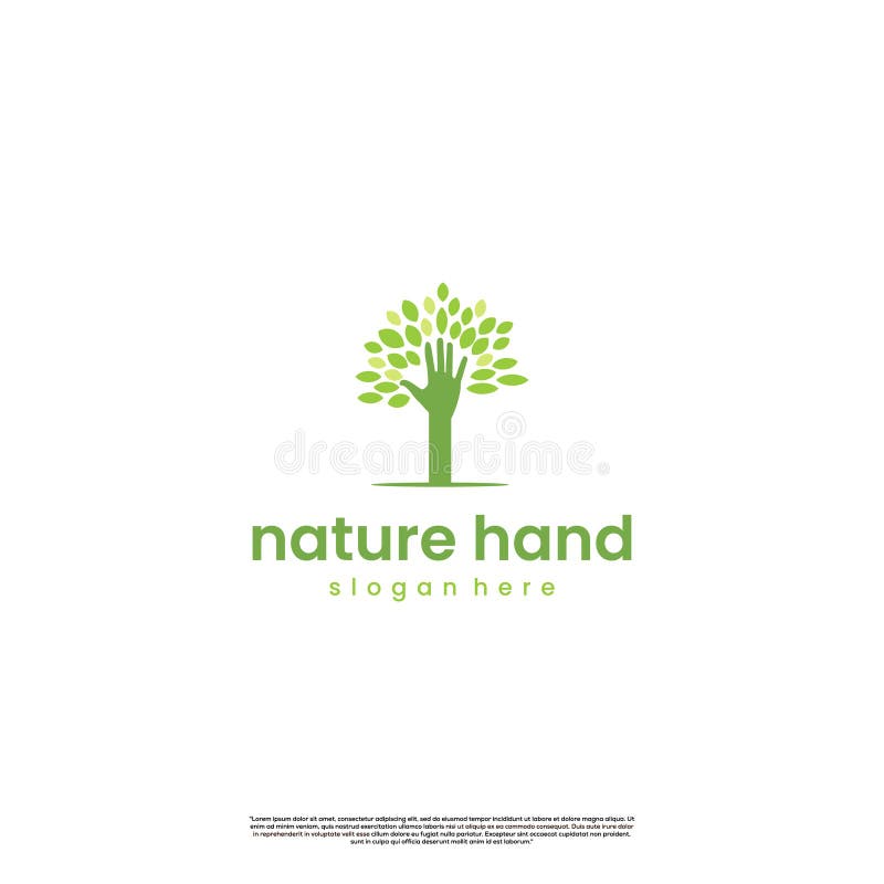Hand with Leaf Logo Design Illustration, Natural Hand Logo Design ...