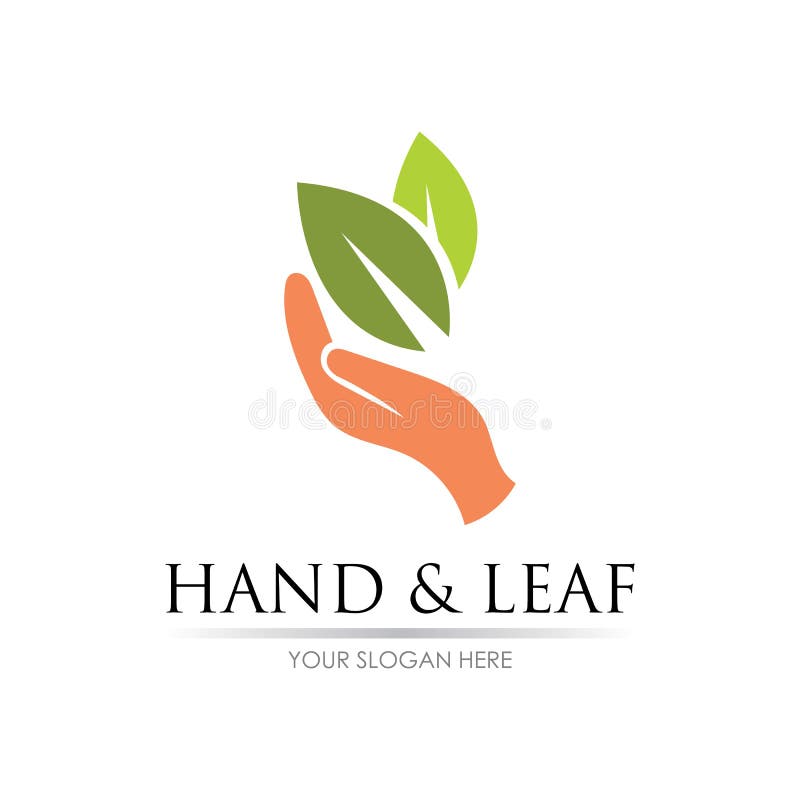 Hand and Leaf Logo Vector Illustration Design Template Stock Vector ...