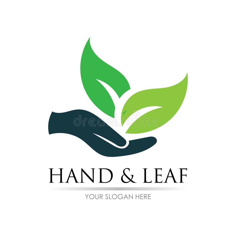 Hand and Leaf Logo Vector Illustration Design Template Stock Vector ...
