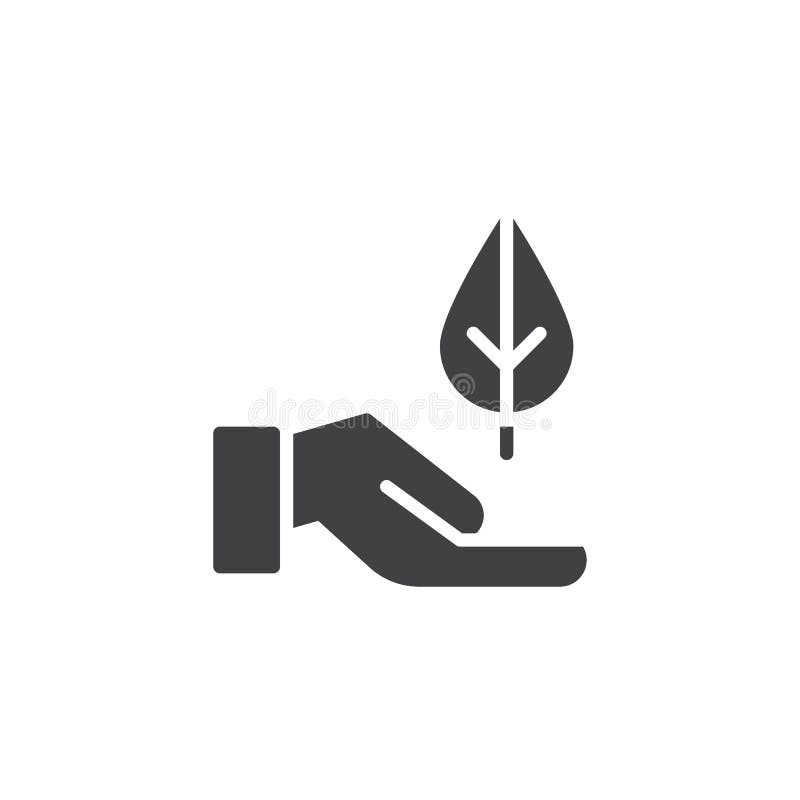 Hand and leaf vector icon stock vector. Illustration of filled - 130552654