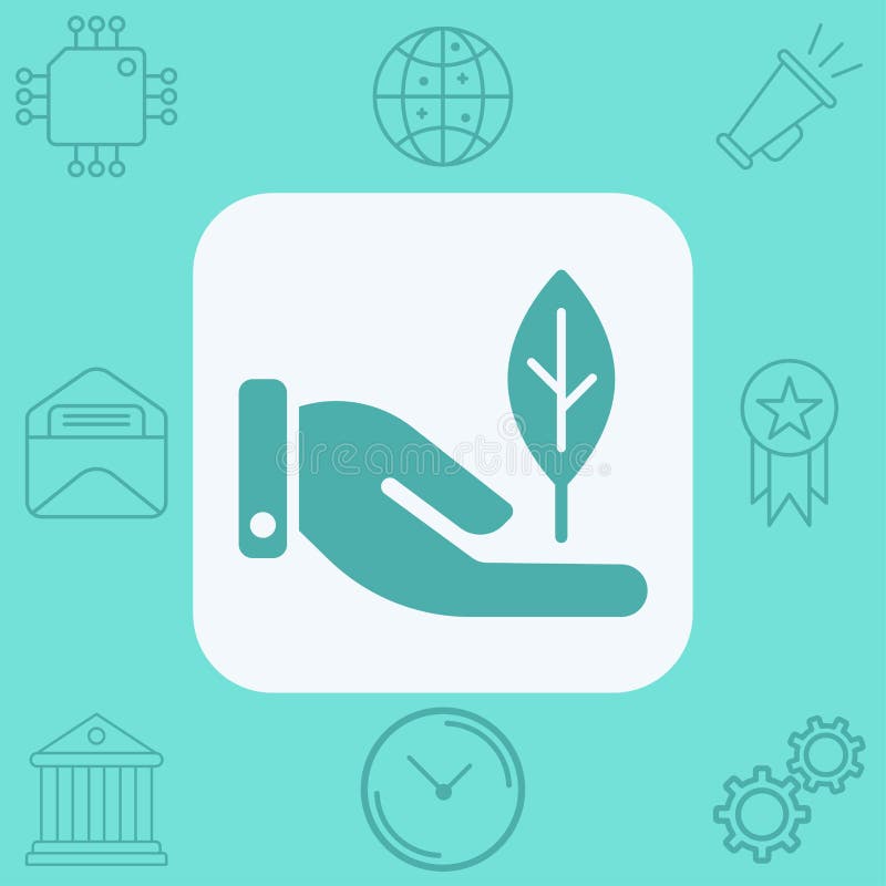 Hand with Leaf Vector Icon Sign Symbol Stock Illustration ...