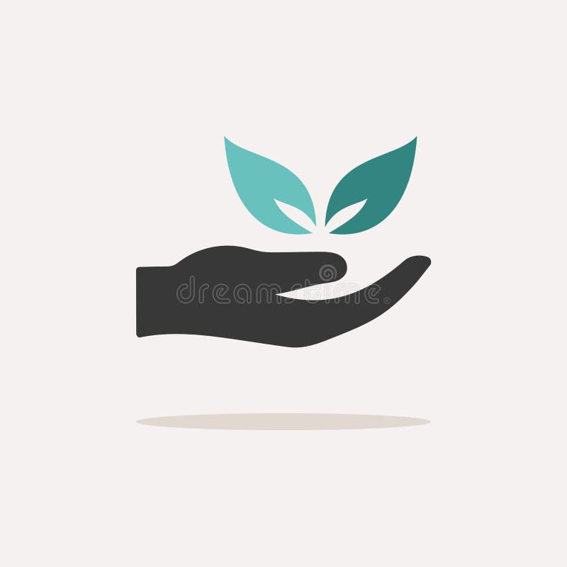 Hand and Leaves. Icon with Shadow on a Beige Background. Pharmacy ...