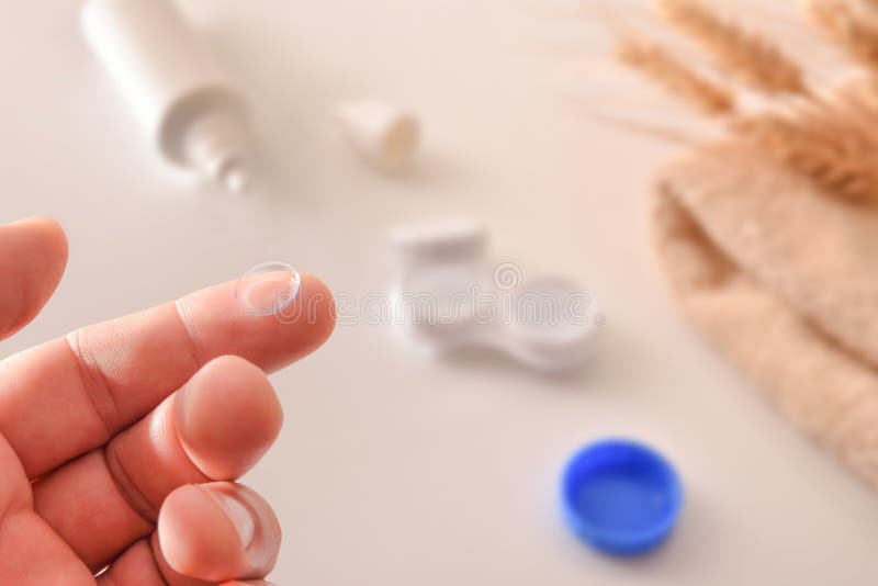 Hand with Contact Lens on Finger Side View Stock Photo - Image of ...