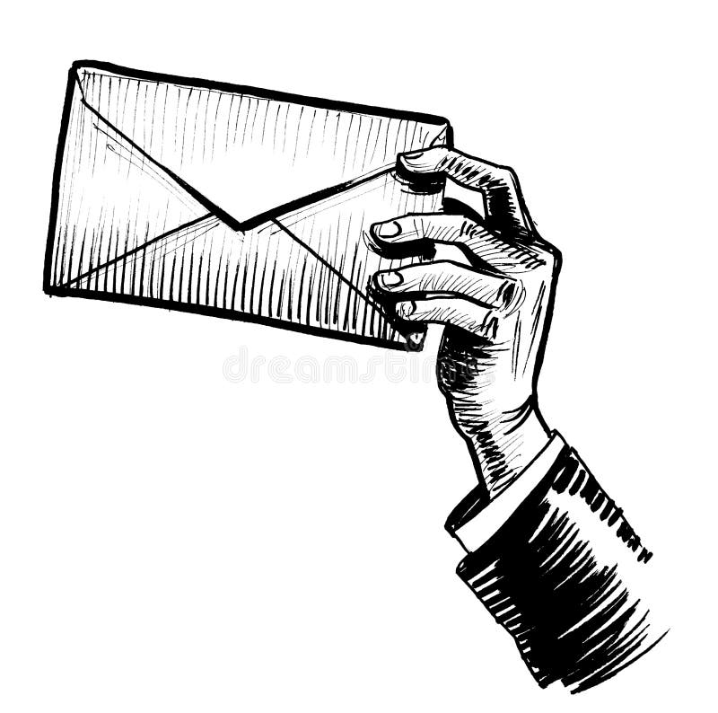 Hand with letter stock illustration. Illustration of cartoon - 241043160