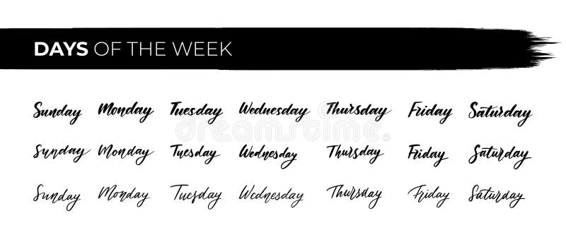 Hand Lettered Days of the Week. Lettering for Calendar, Organizer ...
