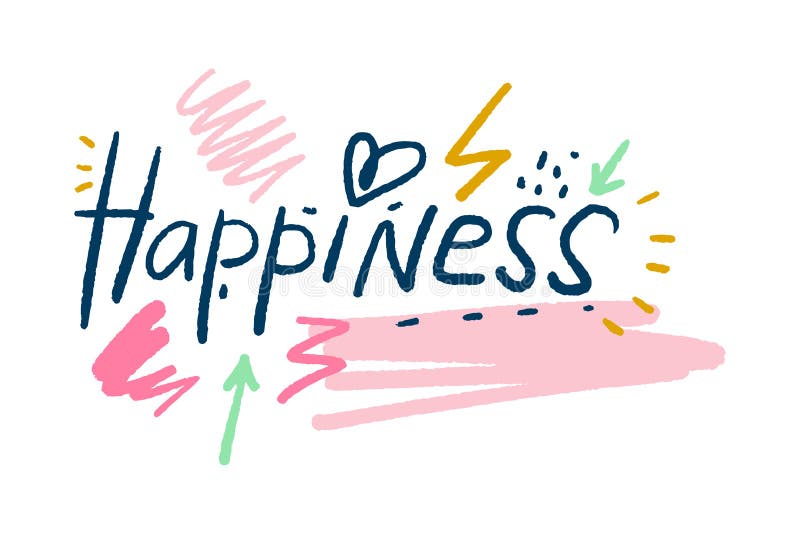 Happiness text design stock vector. Illustration of clothing - 139297811