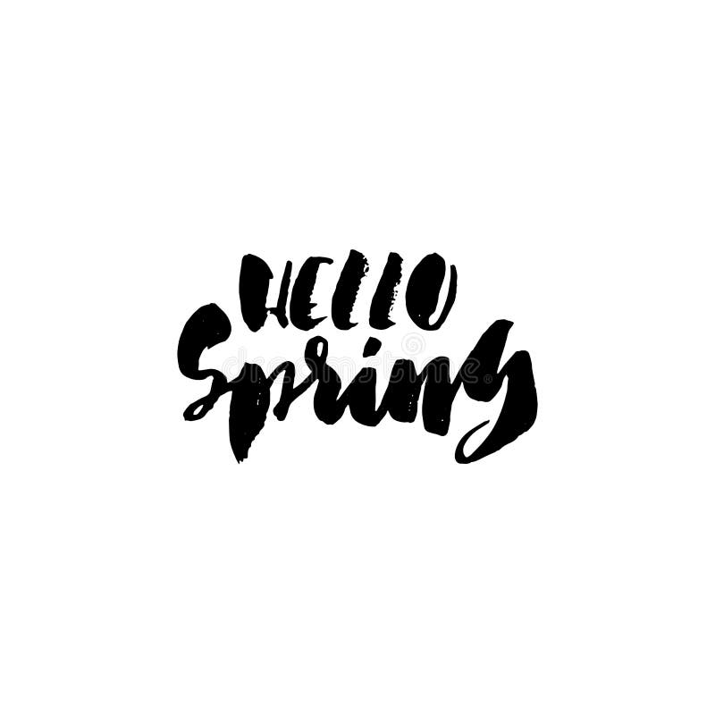 Hand Lettered Style Spring Design on a White Background. Hello Spring ...