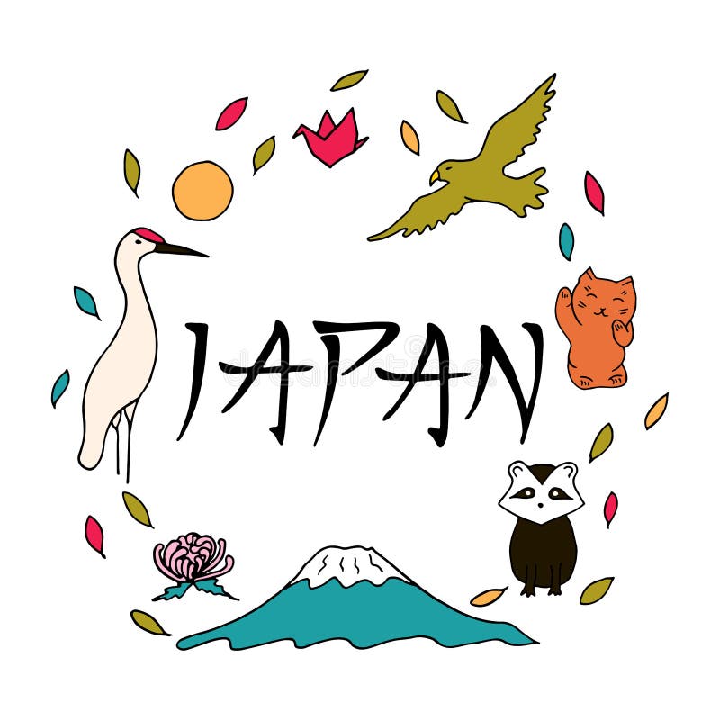 Hand Lettering and Doodle Elements of Japan. Stock Illustration ...