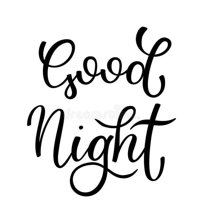 Hand Lettering Good Night. Template for Card, Poster, Print Stock ...