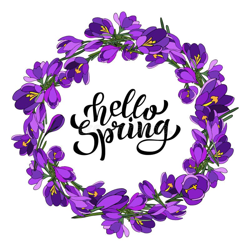 Hello Spring Hand Lettering. Vector. Stock Vector - Illustration of ...