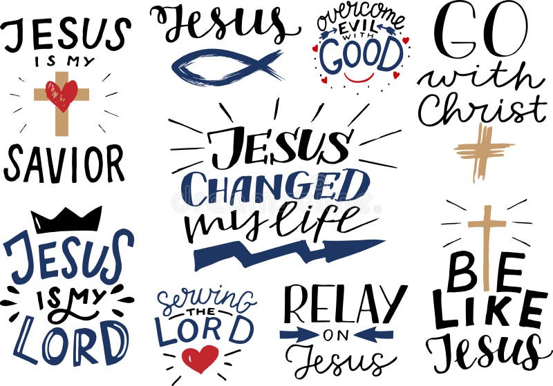 Logo Set With Bible Verse And Christian Quotes Jesus Is My Savior