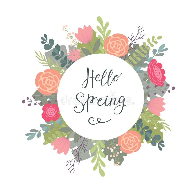 Hand Lettering Typographic Drawing with a Phrase Hello Spring and ...