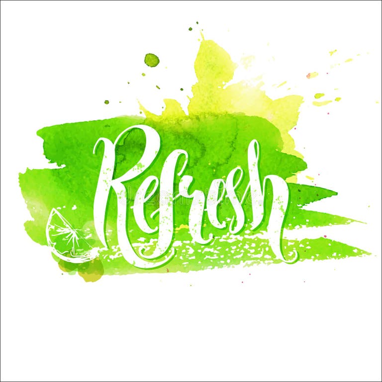 Hand Lettering Word Refresh on Green Stroke Stock Vector - Illustration ...