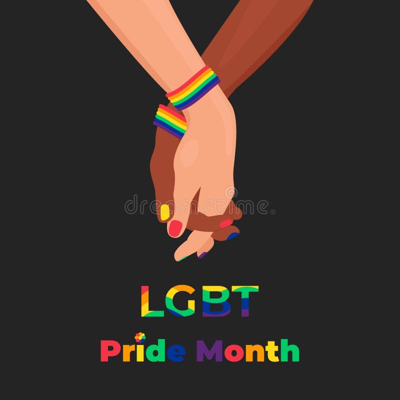 Hand in Hand LGBT Banner, Pride Month, Vector Illustration Stock Vector ...