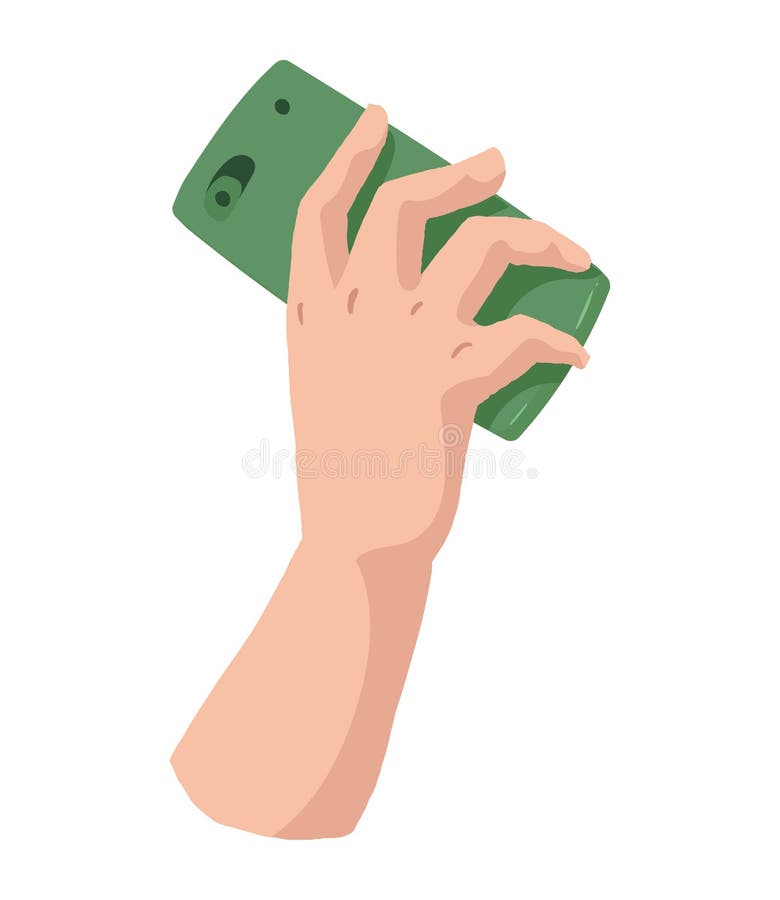 Hand Lifting Green Smartphone Stock Vector - Illustration of isolated ...