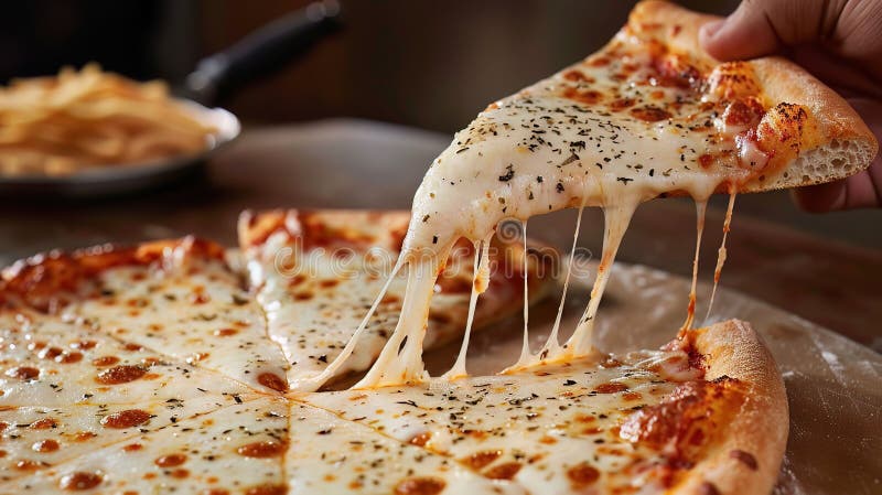 A Hand Lifting a Pizza Slice the Cheese Stretch a Testament To the ...