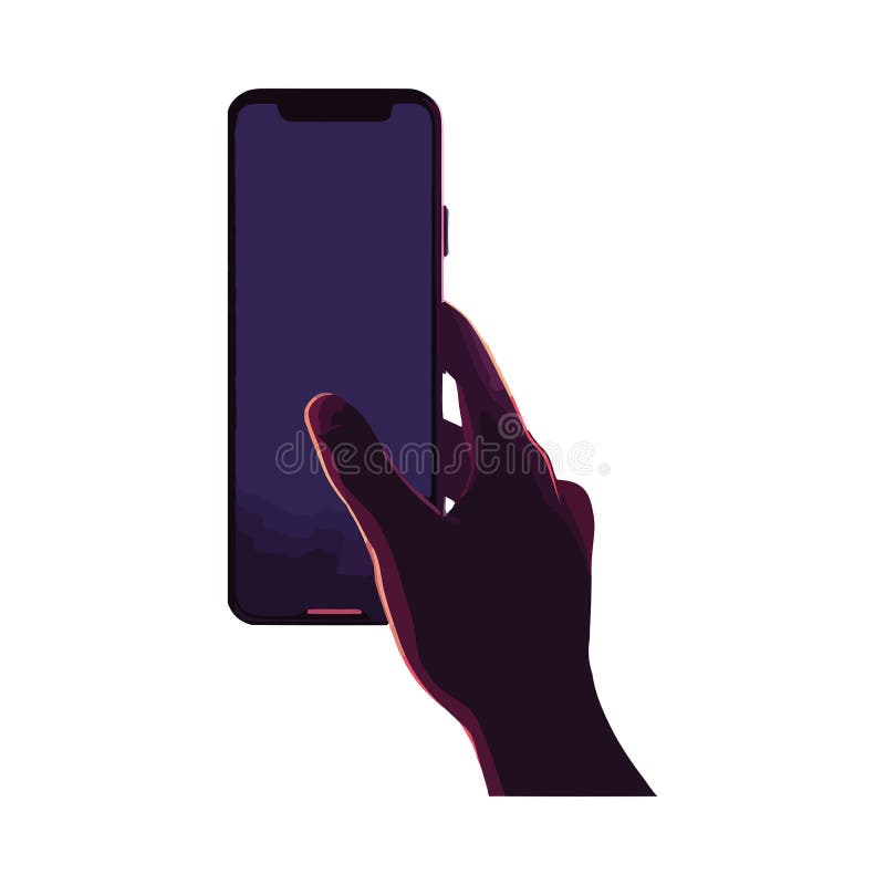 Hand Lifting Smartphone Device Technology Stock Vector - Illustration ...