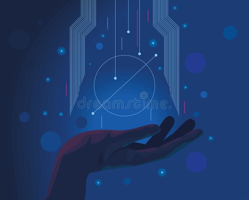 Hand lifting in tech stock vector. Illustration of hand - 245938170