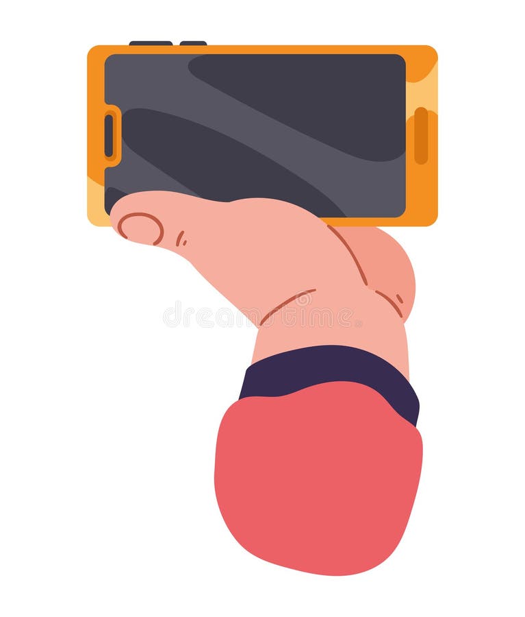 Hand Lifting Yellow Smartphone Stock Vector - Illustration of ...