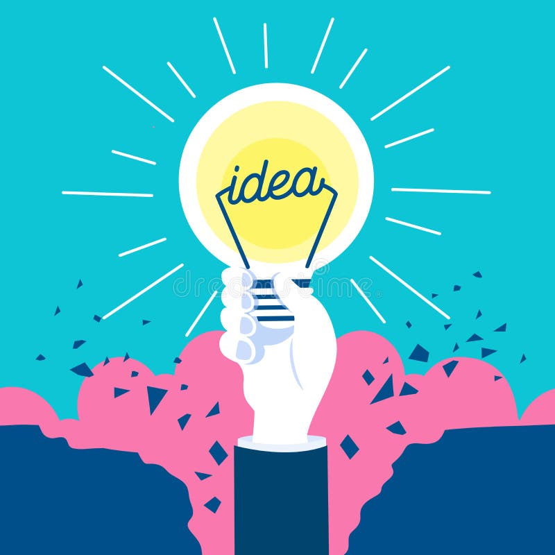 Hand with light bulb stock vector. Illustration of group - 92273893