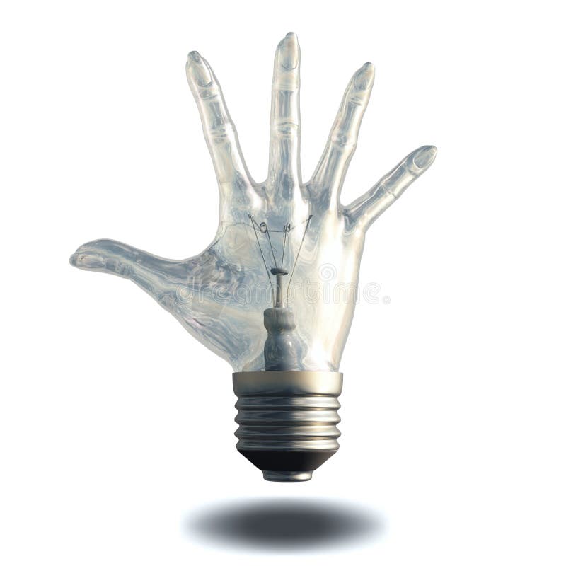 Hand light bulb stock illustration. Illustration of creation - 48596037
