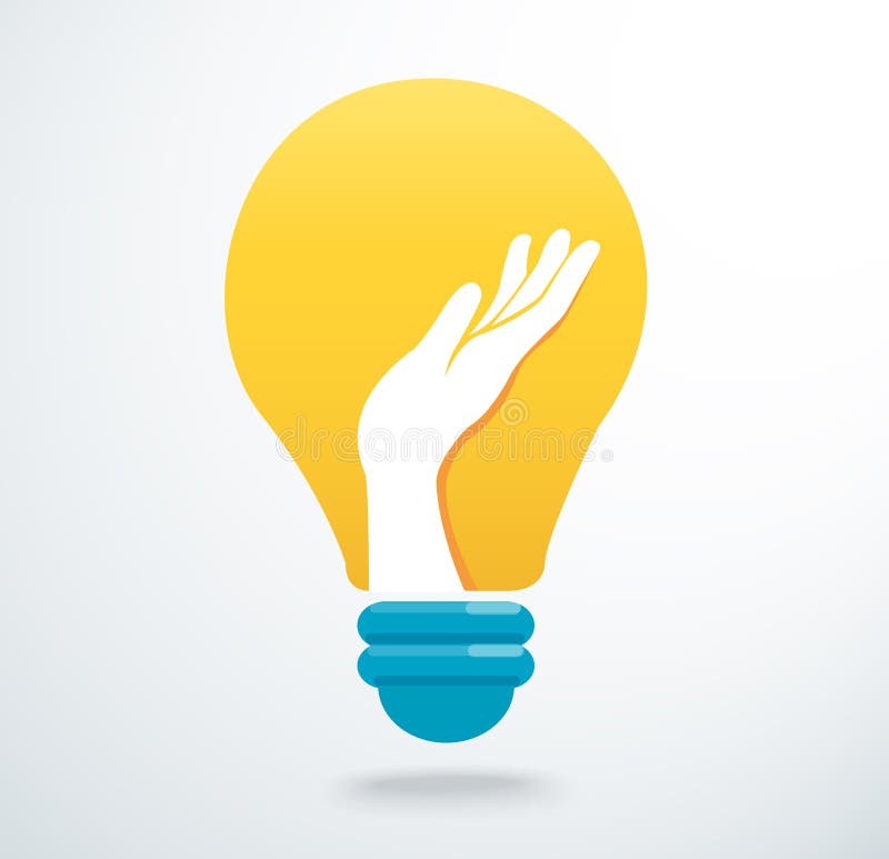 Hand in Light Bulb Icon Vector, Creative and Idea Concept Stock Vector ...